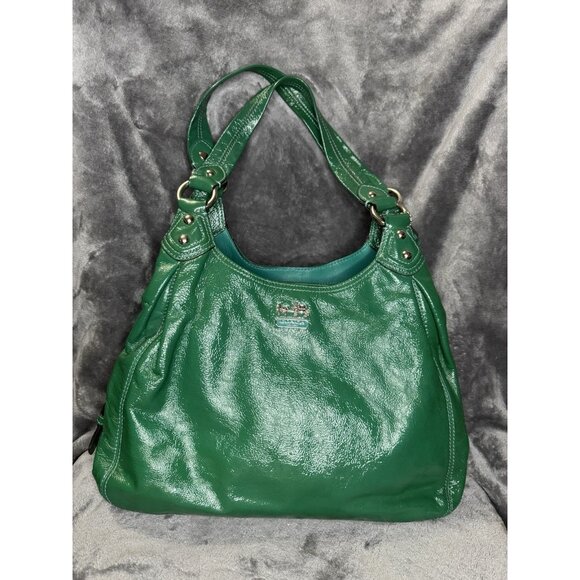 Coach | Bags | Coach Madison Jade Patent Crinkle Leather Maggie Hobo ...